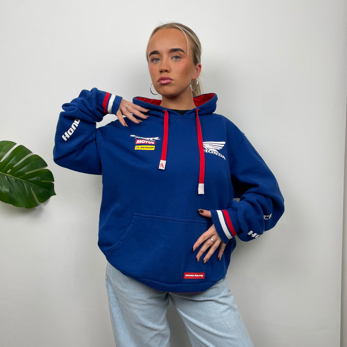 Honda Racing Blue Embroidered Spell Out Hoodie (L) – Jamie Online Vintage