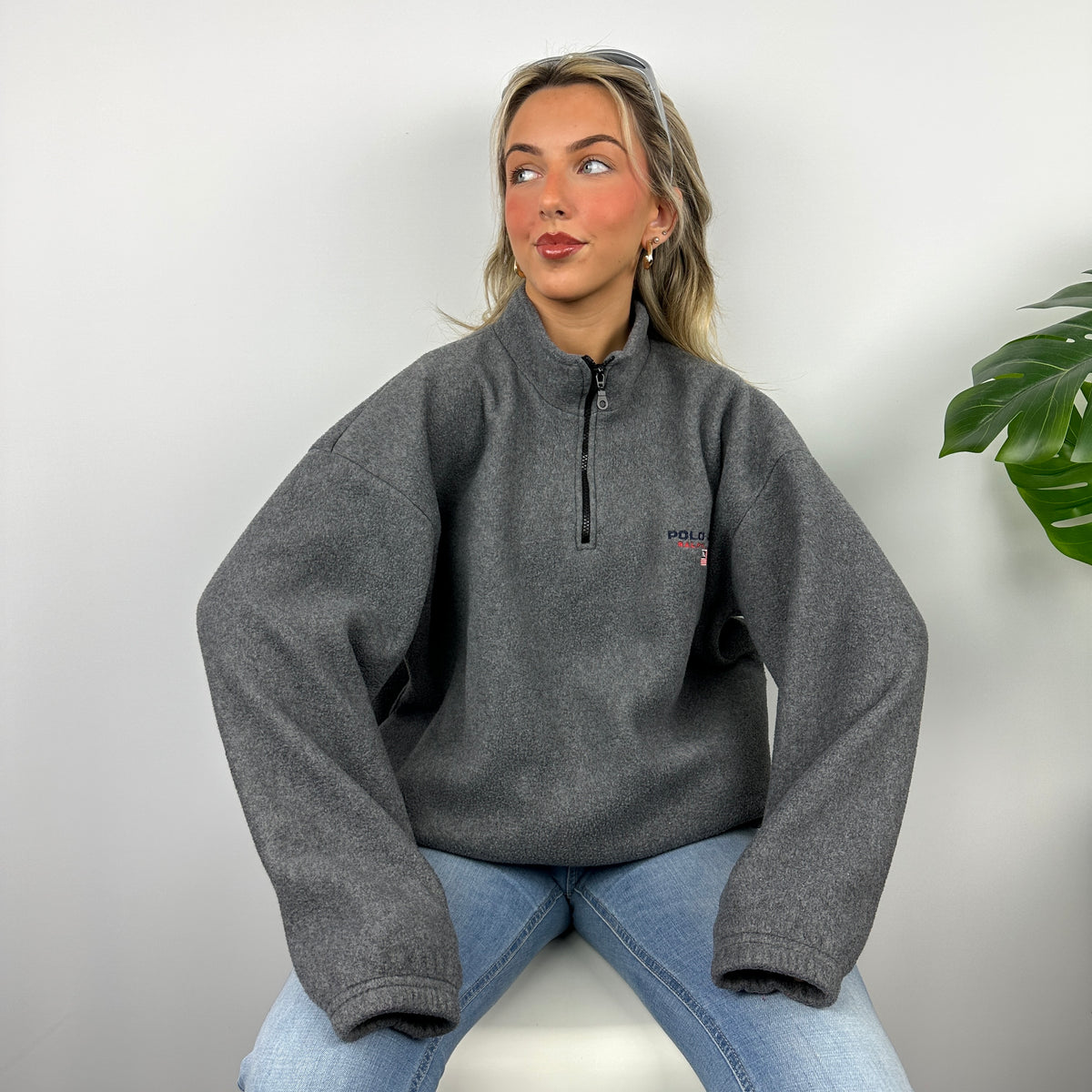 Polo Ralph Lauren Sport RARE Grey Embroidered Spell Out Teddy Bear Fle ...