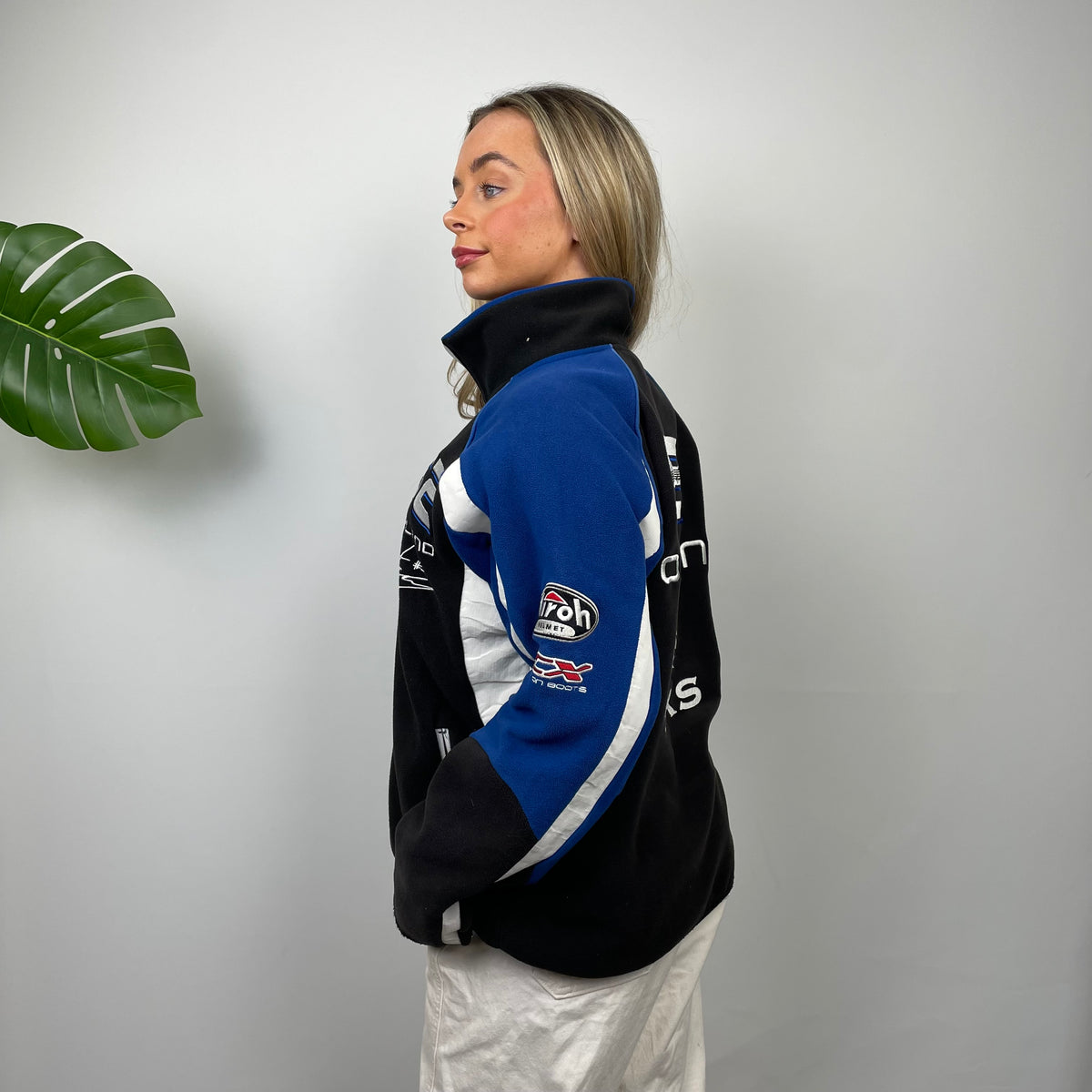 BKS Racing Blue Embroidered Spell Out Zip Up Fleece Jacket (M) – Jamie ...