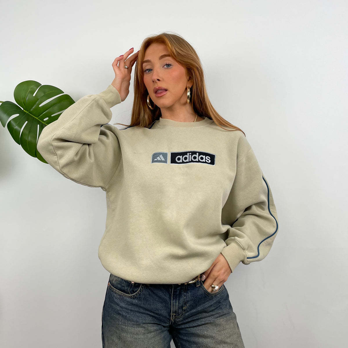 Adidas RARE Cream Embroidered Spell Out Sweatshirt (M) – Jamie Online ...