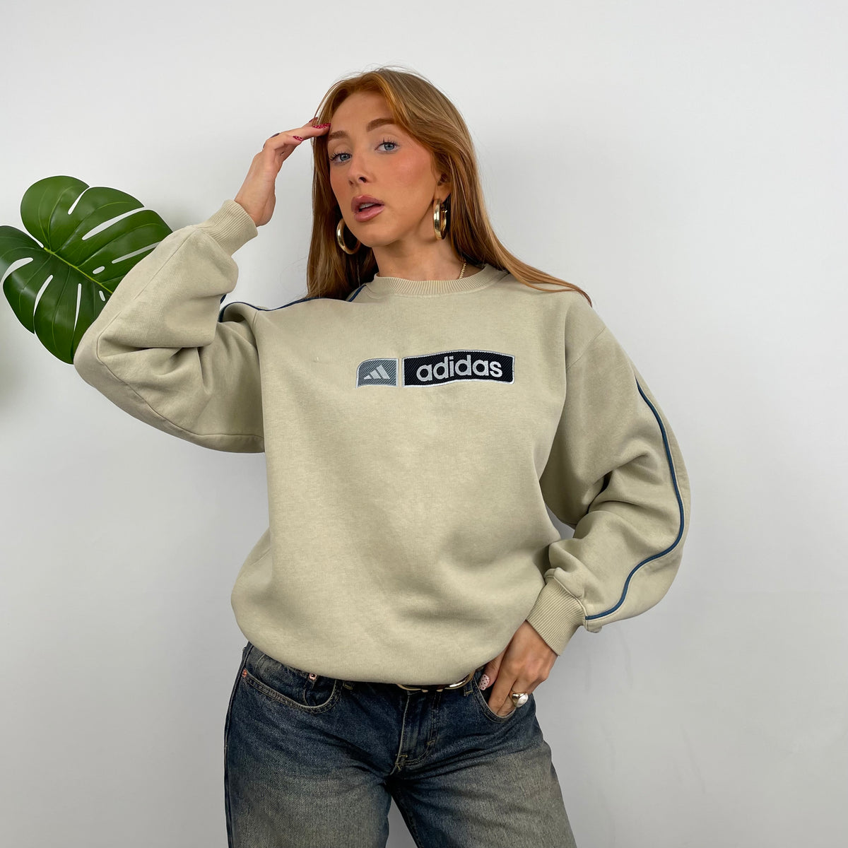 Adidas RARE Cream Embroidered Spell Out Sweatshirt (M) – Jamie Online ...