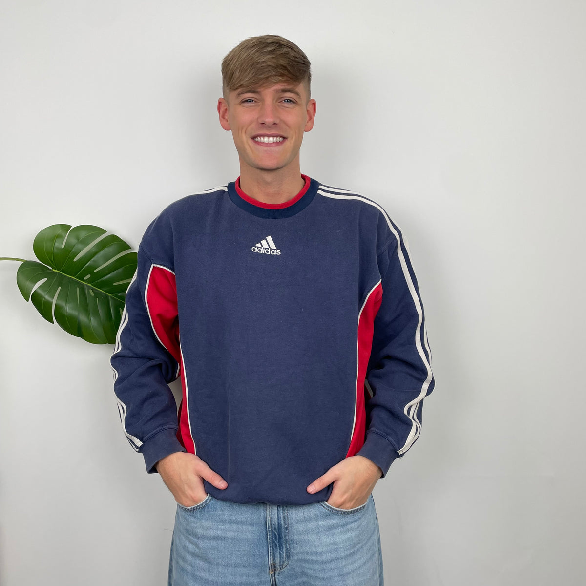 Adidas RARE Red and Navy Embroidered Spell Out Sweatshirt (L) – Jamie ...