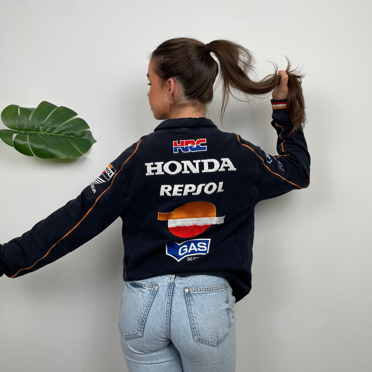 Honda Racing Blue Embroidered Spell Out Zip Up Jacket (M) – Jamie ...