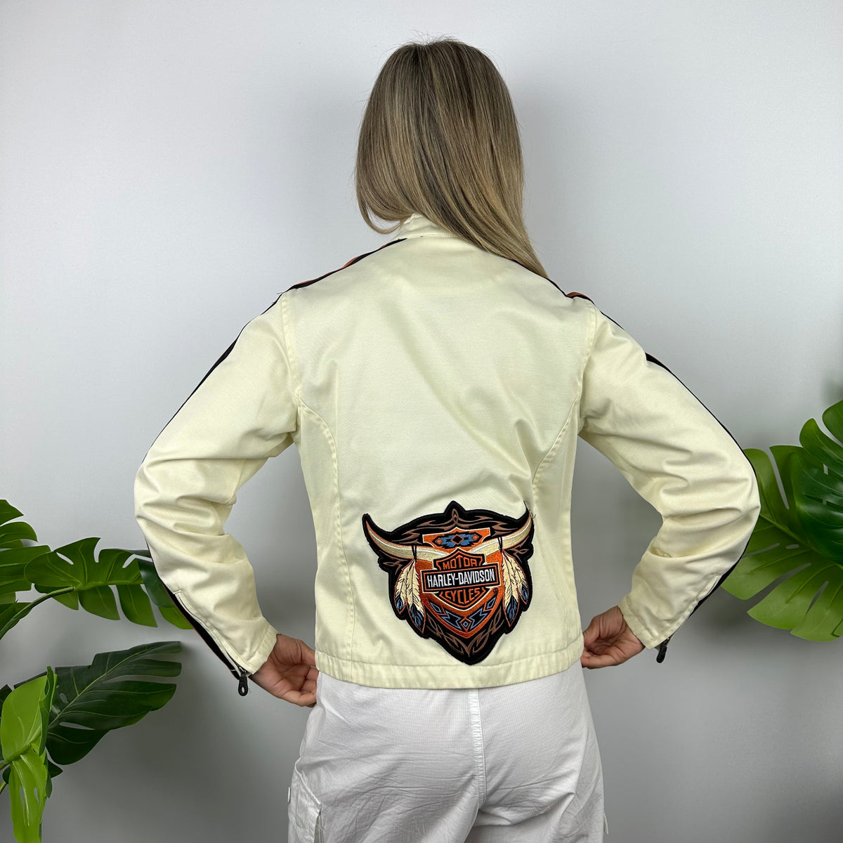 Harley Davidson Cream Embroidered Spell Out Jacket (S) – Jamie Online ...