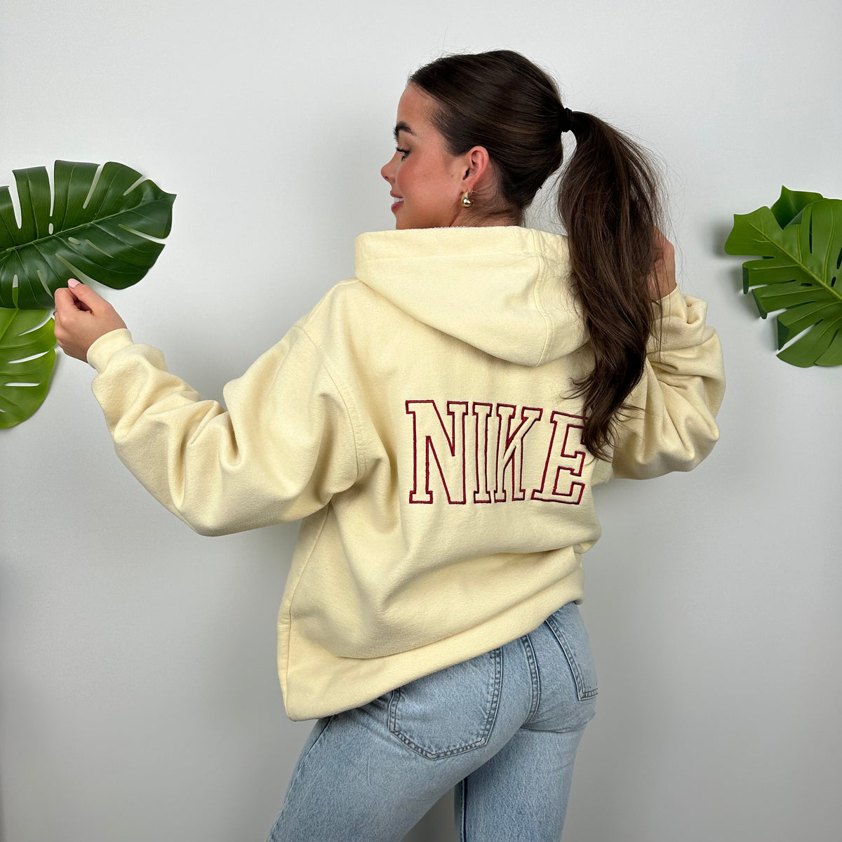 Nike Cream Embroidered Spell Out Zip Up Hoodie Jacket (L) – Jamie ...