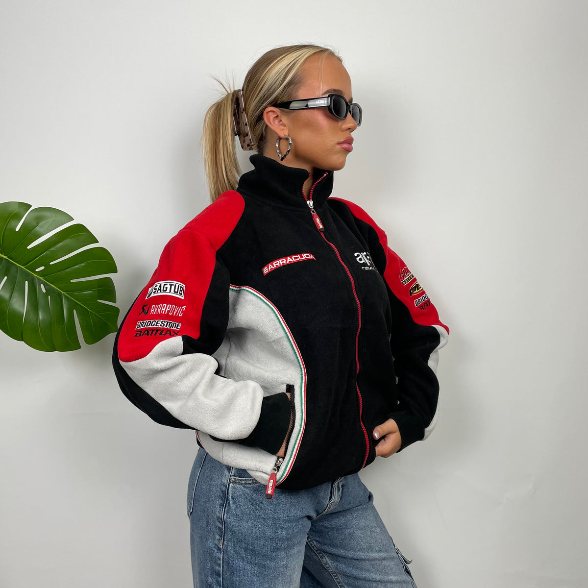 Aprilia Racing RARE Black Embroidered Spell Out Zip Up Fleece (S ...